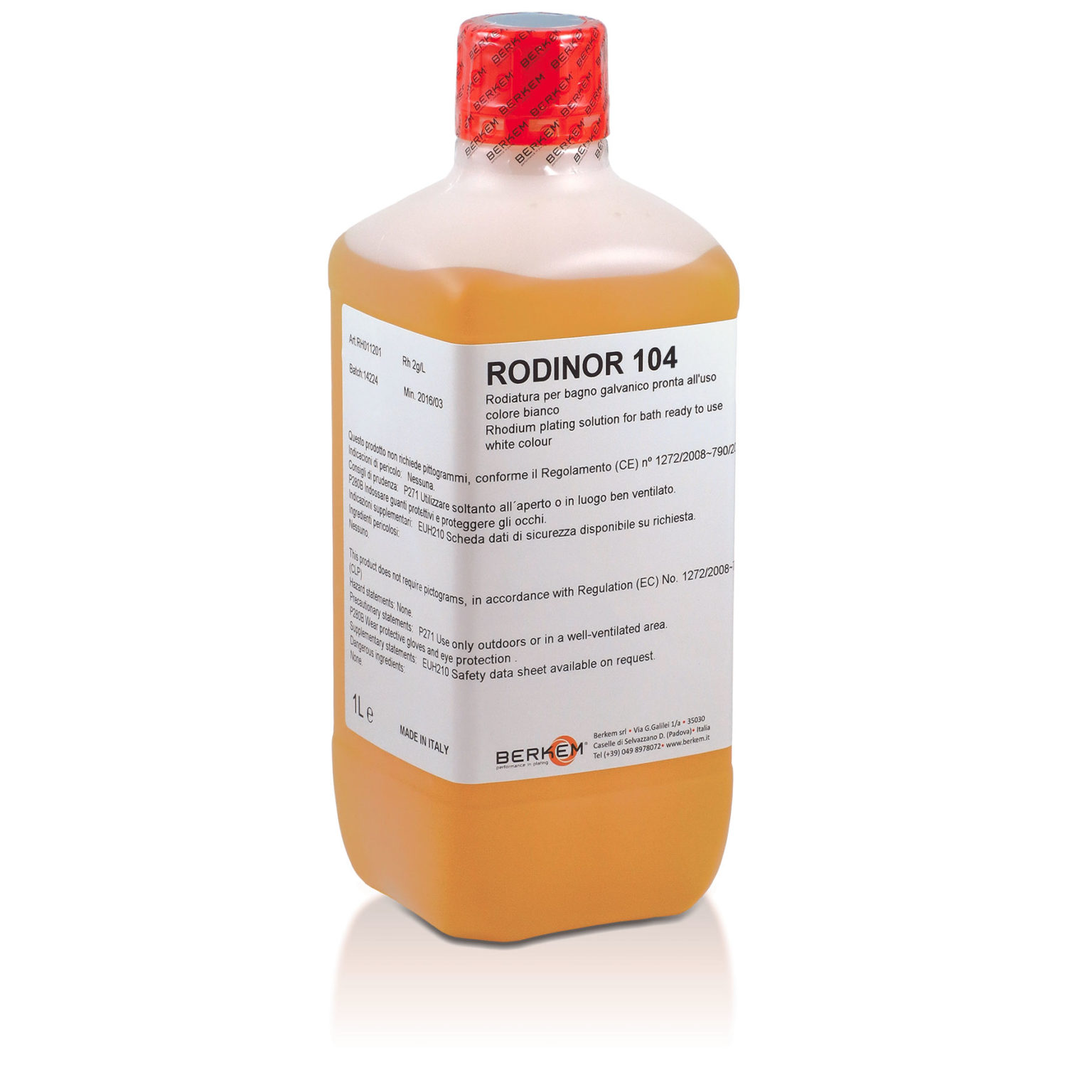 RODINOR 104 White rhodium solution for bath plating (ready to use) Berkem